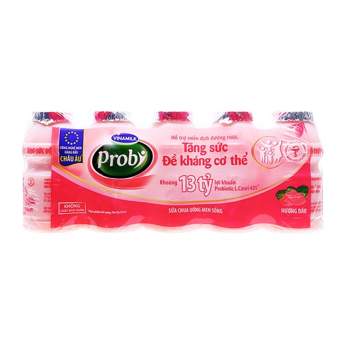 Sữa Chua Uống Men Sống Hương Dâu Probi Vinamilk Lốc 5 Chai x 65ml ...